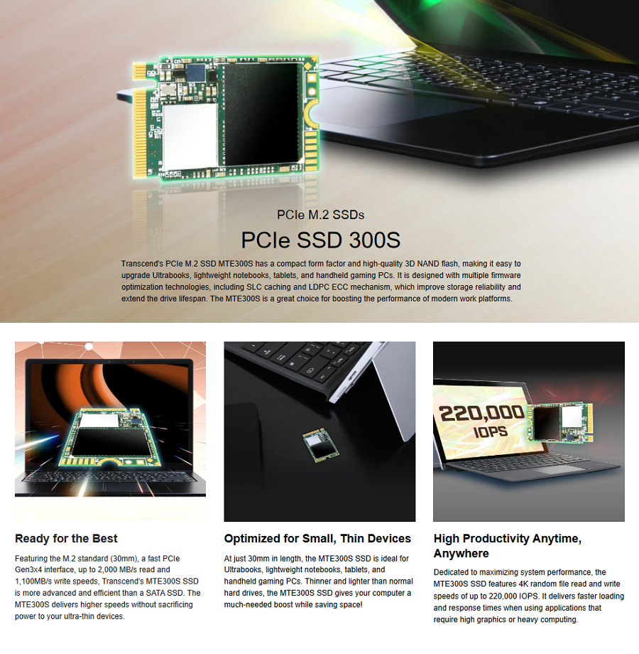 Transcend MTE300S PCIe M 2 NVMe 2230 SSD MemoryToday SSD Solid Transcend MTE300S PCIe M 2 NVMe 2230 SSD MemoryToday SSD Solid